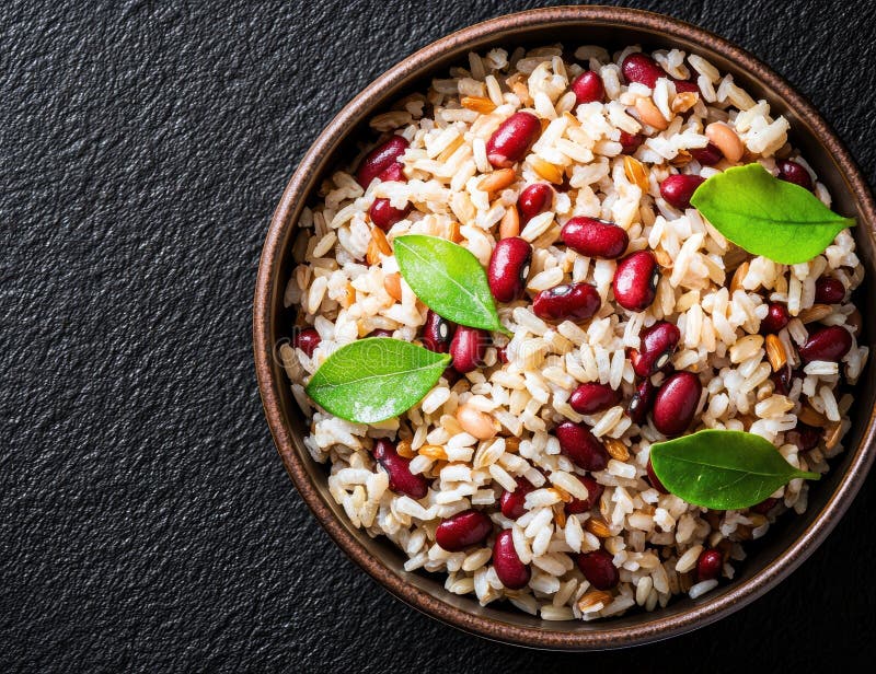 Healthy Rice and Bean Dish with Fresh Herbs Stock Illustration ...