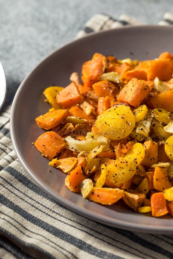 Healthy Roasted Potato Root Vegetables Stock Image - Image of orange ...