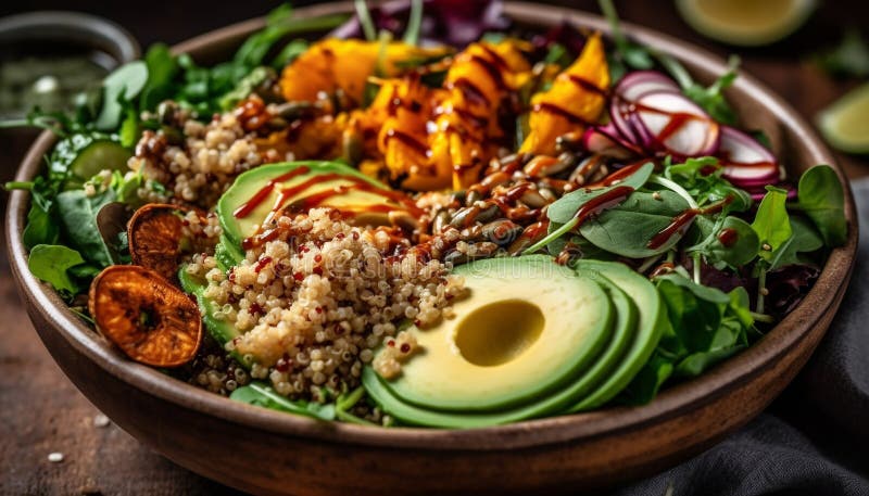 Healthy Salad Bowl with Grilled Meat and Quinoa Generated by AI Stock ...