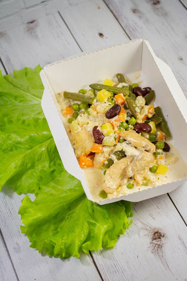 Healthy Salad with Chicken, Vegetables and Beans Stock Photo - Image of ...