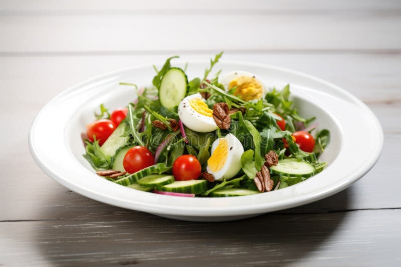 A Healthy Salad To Represent Eating Light Meals on a White Plate Stock ...
