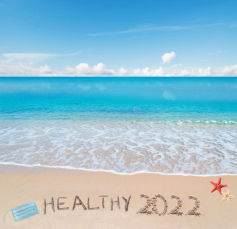 Healthy 2022 in the sand stock image. Image of season - 241843543