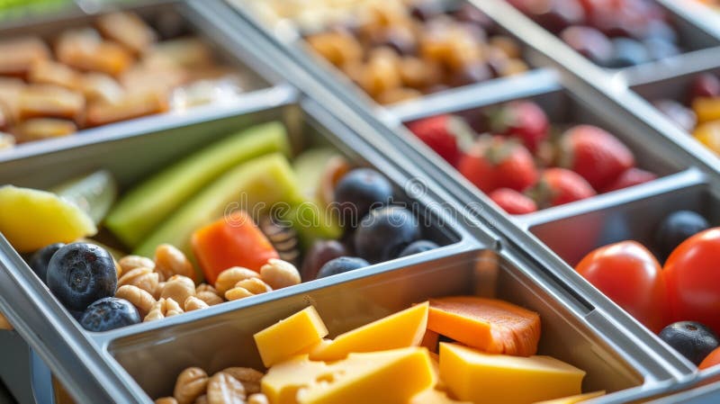 Healthy School Lunchbox Filled with Various Snacks, Including Fruit ...