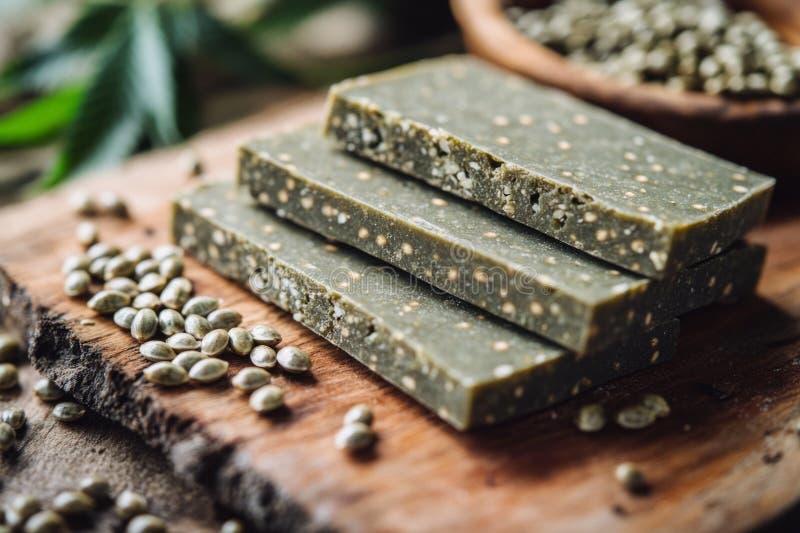 Healthy Seed Bars Stacked on a Wooden Board Stock Image - Image of ...