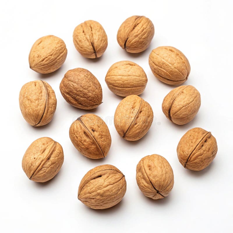 Shelled Walnuts Isolated on White Background Stock Illustration ...