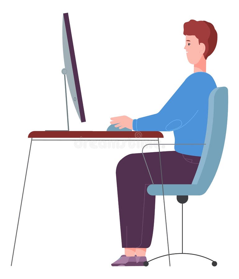 Correct sitting posture stock vector. Illustration of character - 86876529