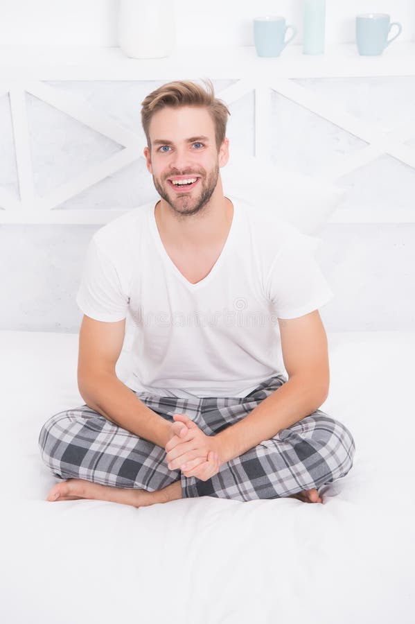 Tips Promoting Healthful Sleep Habits Handsome Man Relaxing In Bed