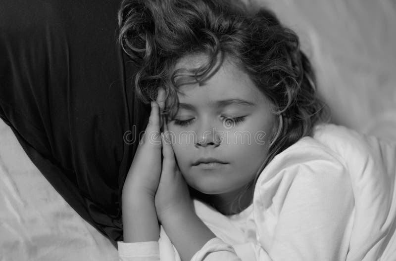 Healthy Sleep. Cute Kid Sleeps in Bed. Sleeping Child. Stock Image ...