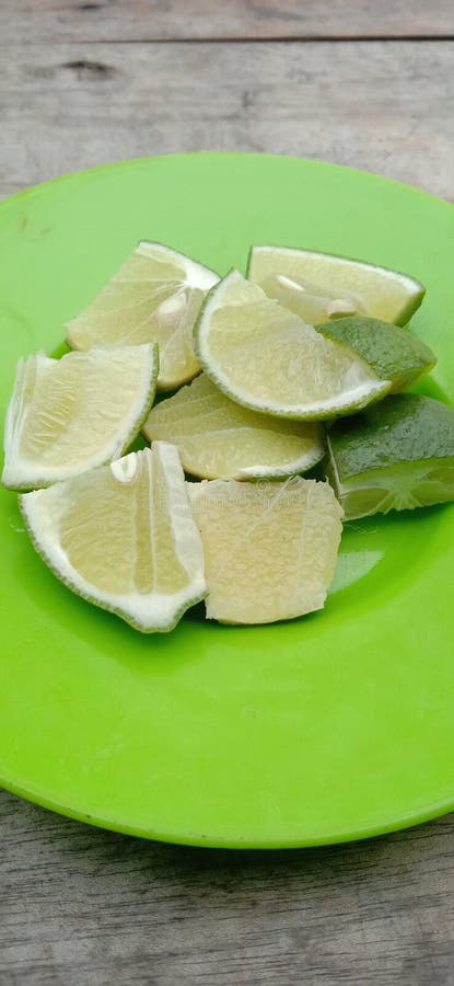 Healthy Sliced Lime on Plate Infront Stock Image - Image of healthy ...