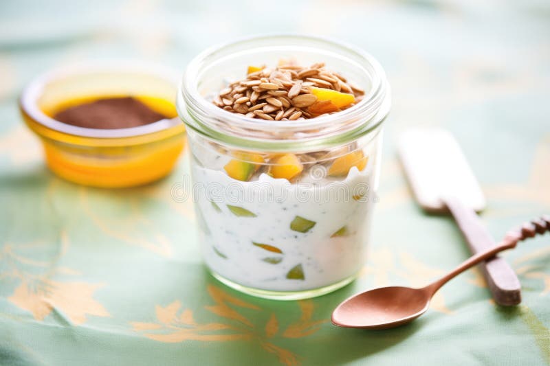 Healthy Snack: Coconut Yogurt with a Topping of Mixed Seeds Stock Photo ...