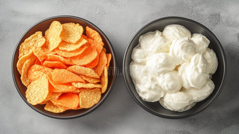 Healthy Snack Comparison with Unhealthy Alternatives in Bowls for Diet ...