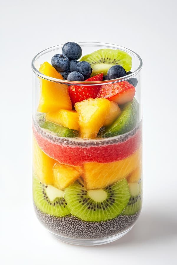 Healthy Snack Featuring Fresh Fruit and Chia Seed Pudding in a Clear ...