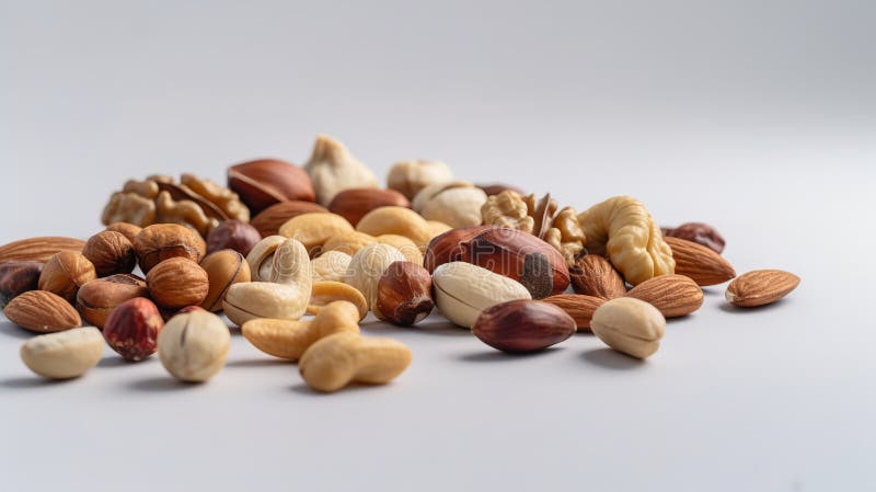 Healthy Snack of Mixed Nuts on White Surface Stock Illustration ...