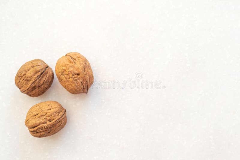 Healthy Snack Nuts. Top View Three Walnuts on Table Stock Image - Image ...