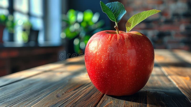 Healthy Snack Options, Bright Red Apple on the Desk, Perfect Healthy ...
