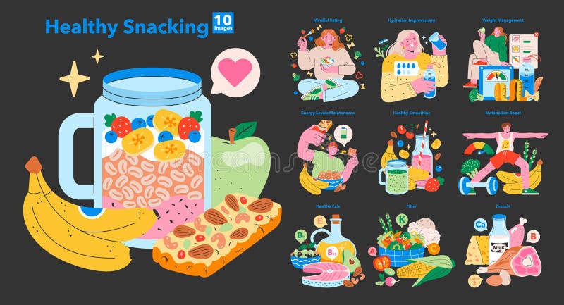 Healthy Snacking Set. Vector Illustration Stock Vector - Illustration ...