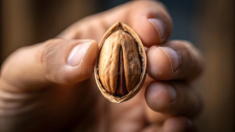 Healthy Snacks Hand Holding Walnut in Its Shell, Showcasing Its Natural ...