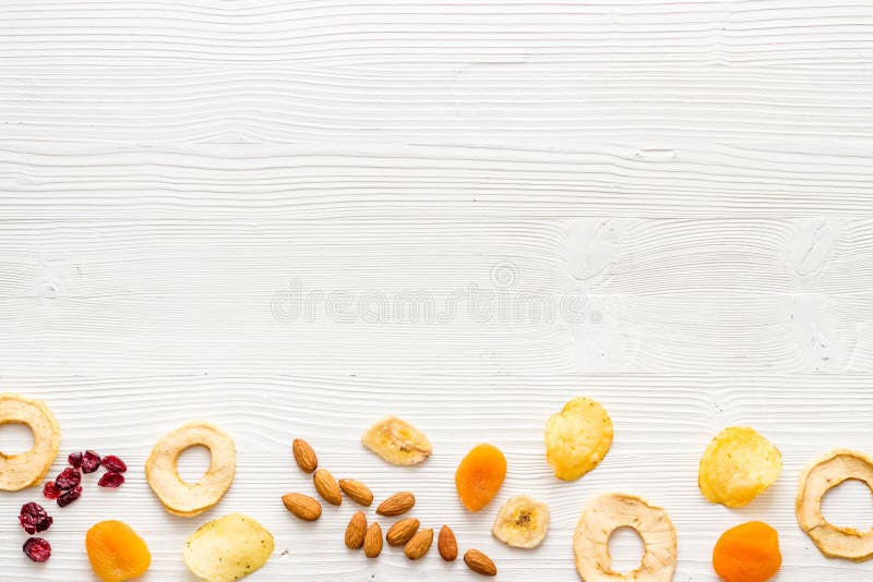 Healthy Snacks for Students - Nuts and Fruits Mix Top View Stock Photo ...
