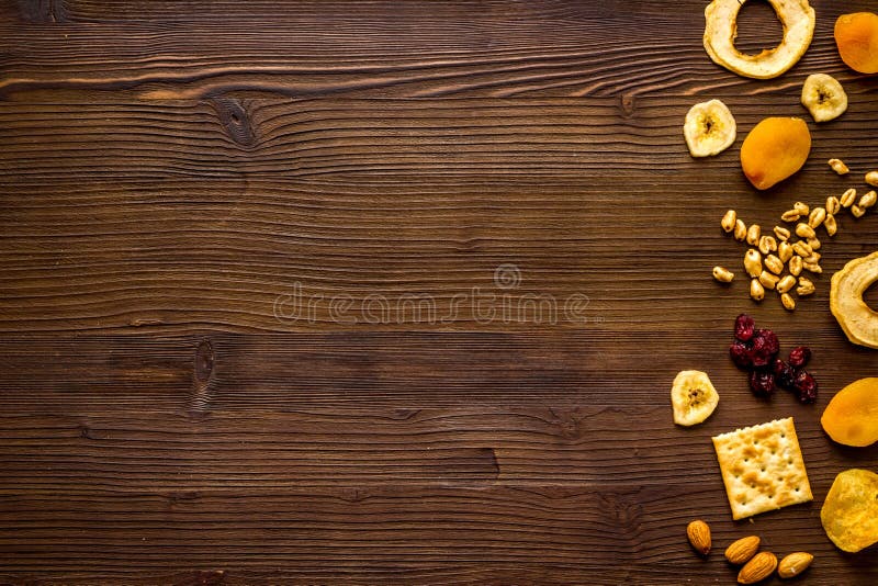 Healthy Snacks for Students - Nuts and Fruits Mix Top View Stock Photo ...