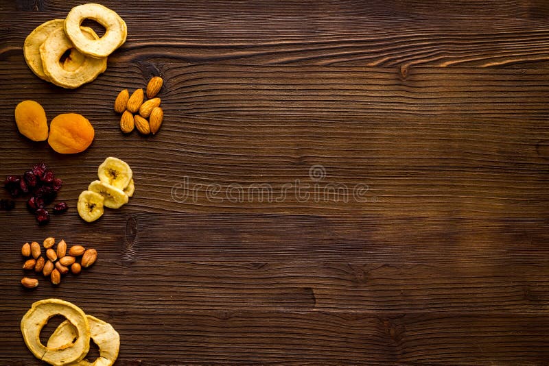 Healthy Snacks for Students - Nuts and Fruits Mix Top View Stock Photo ...
