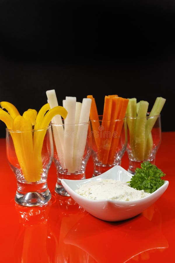 Healthy Snacks - Vegetable Sticks and Dip Stock Photo - Image of ...