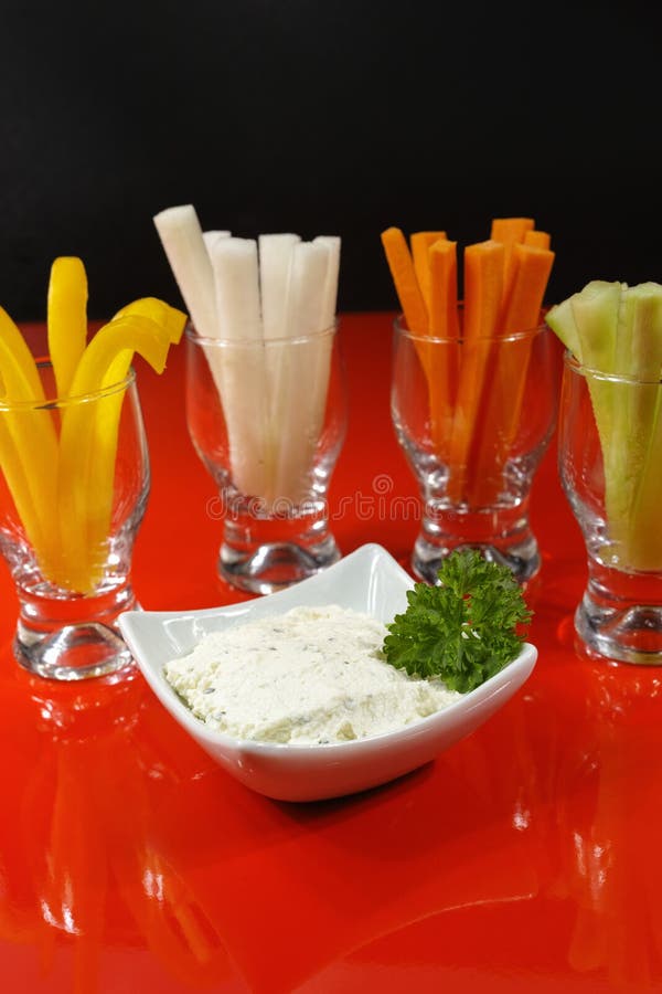 Healthy Snacks - Vegetable Sticks and Dip Stock Image - Image of ...