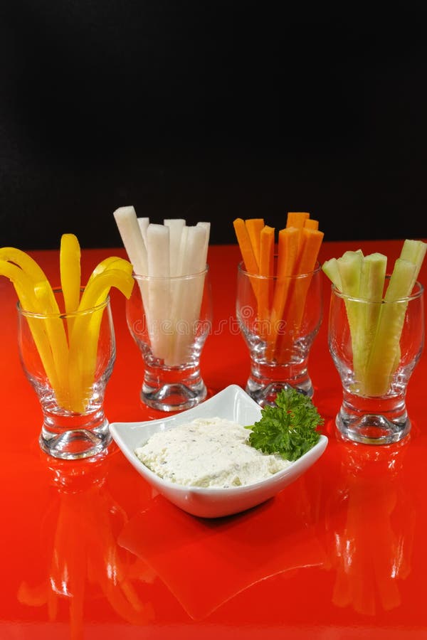 Healthy Snacks - Vegetable Sticks and Dip Stock Image - Image of ...