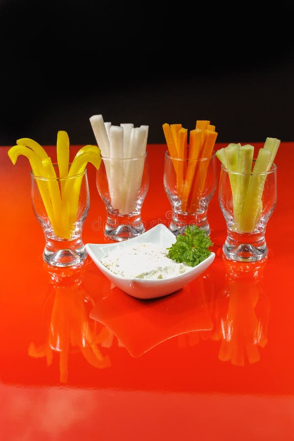 Healthy Snacks - Vegetable Sticks and Dip Stock Image - Image of orange ...