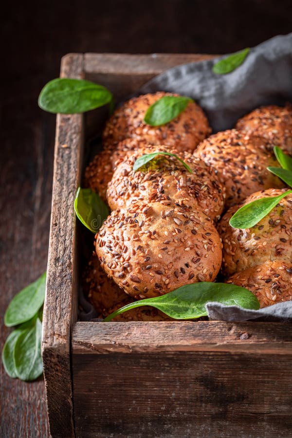 Healthy Spinach Buns Made with Grains and Leaves Stock Photo - Image of ...