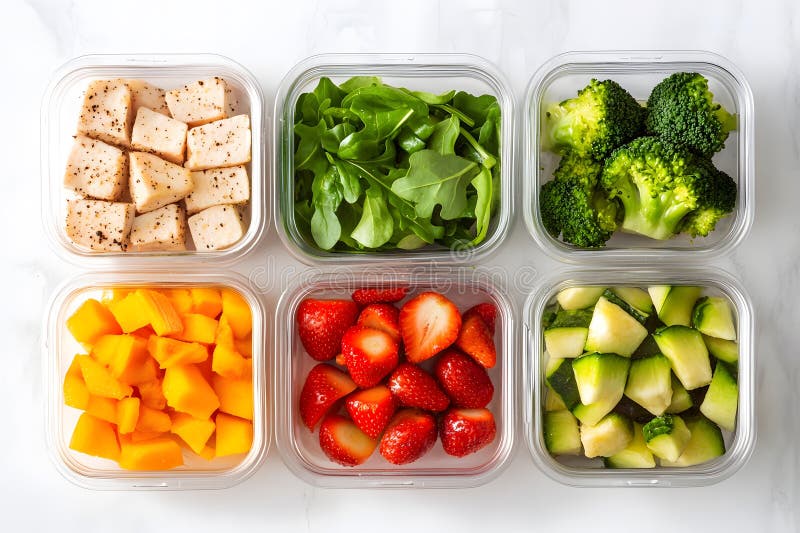 Healthy Spring Meal Prep with Fresh Fruits and Vegetables on a Light ...