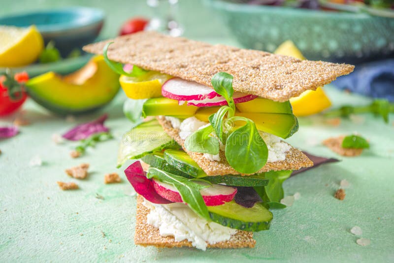 Healthy spring sandwiches stock image. Image of season - 212706681