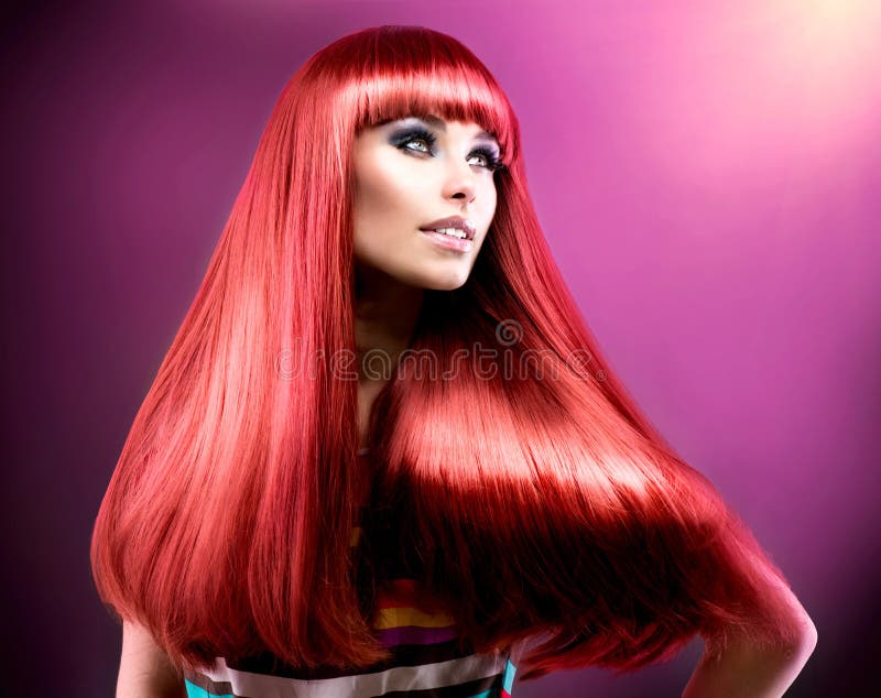 Healthy Straight Long Red Hair Stock Image - Image of long, haircut ...