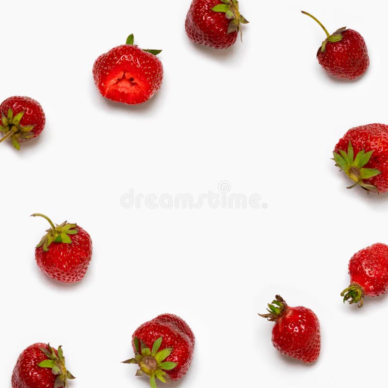 Healthy Strawberry Isolated on White Background. Copy Space. Top View ...