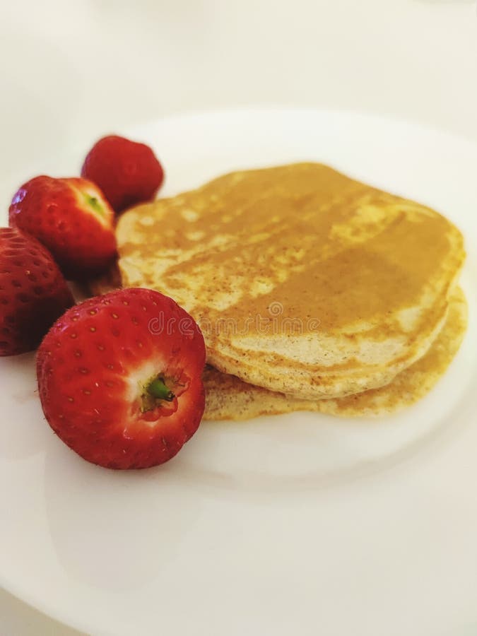 Healthy Strawberry Pancakes with Integral Flour Stock Photo - Image of ...