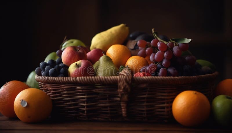 A Healthy Table, Full of Fresh Fruit Generated by AI Stock Illustration ...