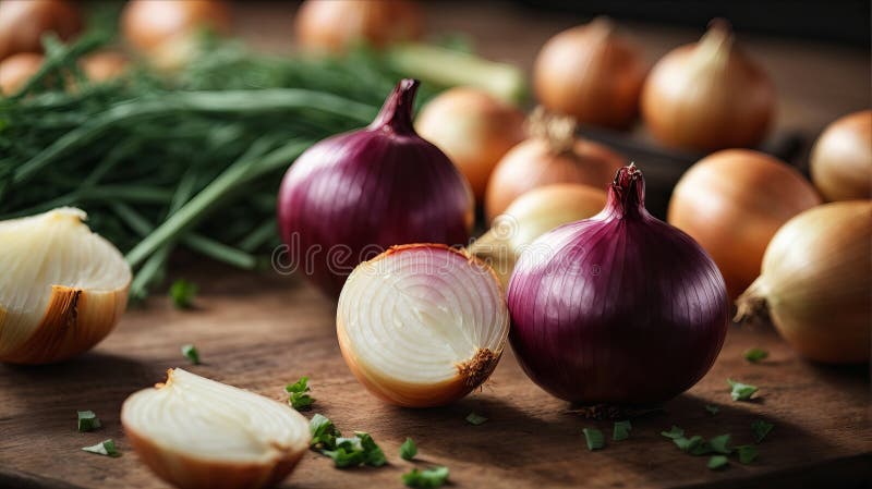 Healthy Tasty Natural Onions. Generative AI. Stock Illustration ...