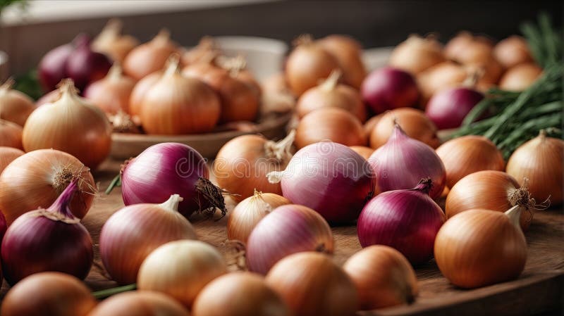 Healthy Tasty Natural Onions. Generative AI. Stock Illustration ...