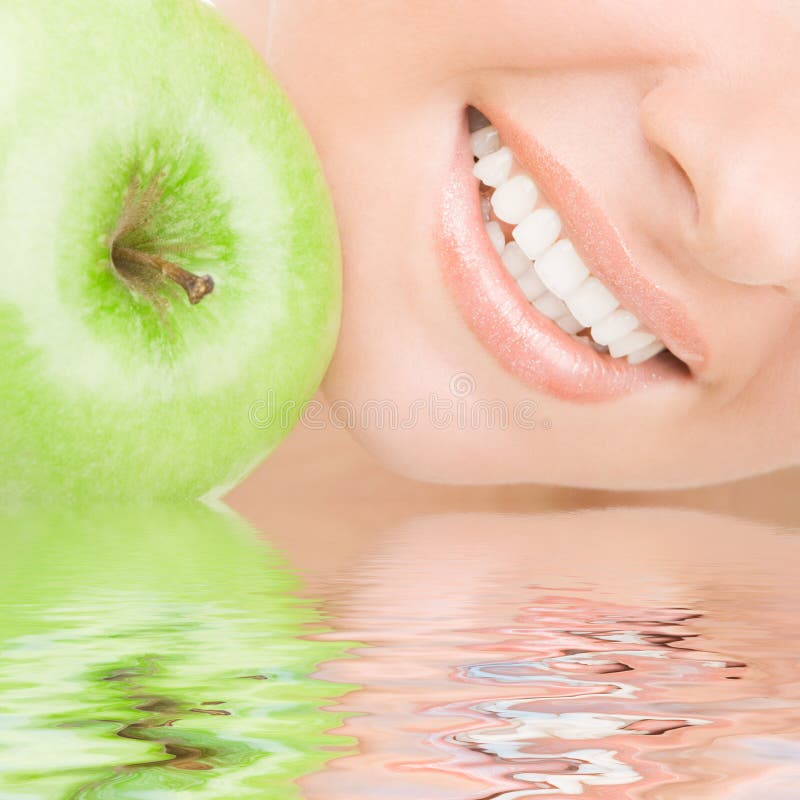 Healthy teeth and apple stock photo. Image of fresh, life - 9196568