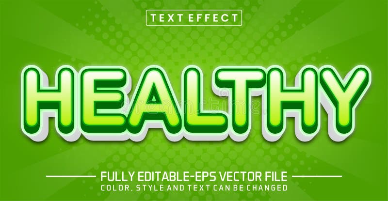 Healthy Text Editable Style Effect Stock Illustration - Illustration of ...