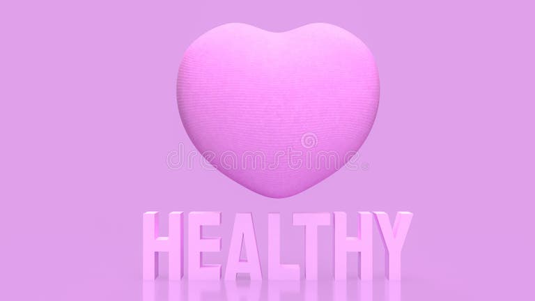 The Healthy Text and Pink Heart Image 3d Rendering Stock Illustration ...