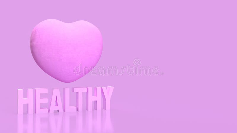 The Healthy Text and Pink Heart Image 3d Rendering Stock Illustration ...