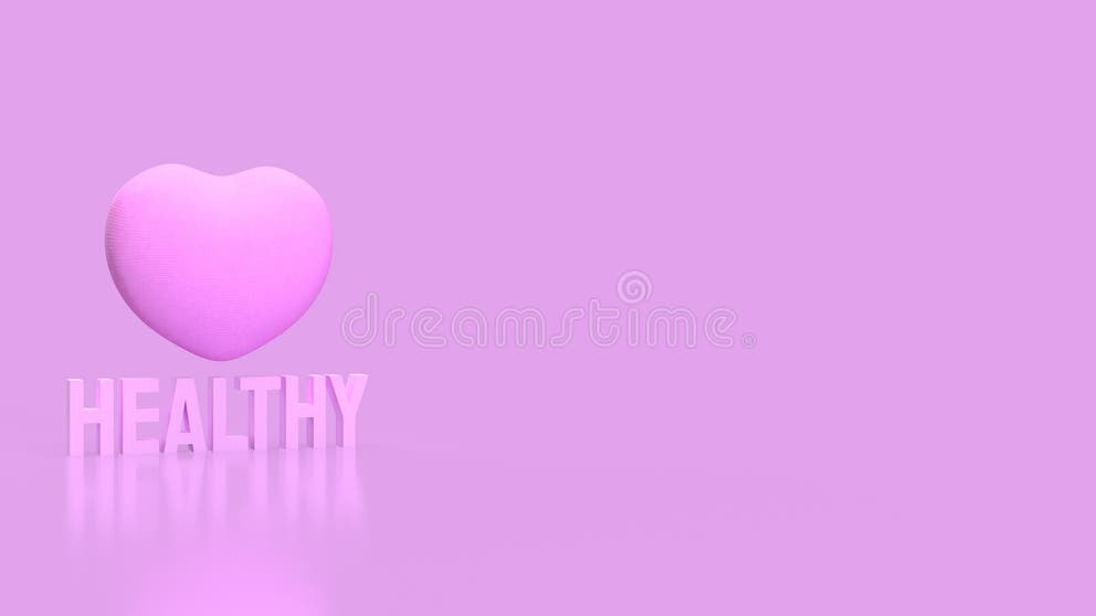 The Healthy Text and Pink Heart Image 3d Rendering Stock Illustration ...