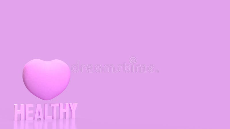 The Healthy Text and Pink Heart Image 3d Rendering Stock Illustration ...
