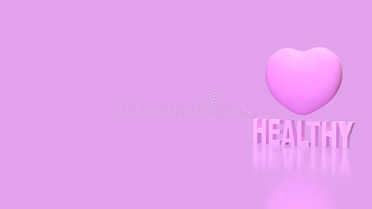 The Healthy Text and Pink Heart Image 3d Rendering Stock Illustration ...