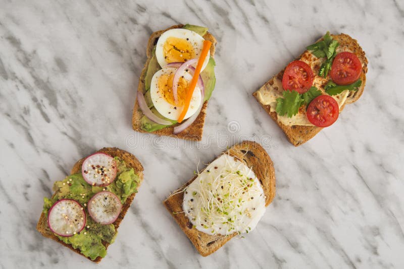 Healthy Toast with Whole Wheat Bread, Viewed from Above Stock Image ...