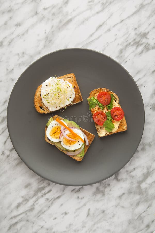 Healthy Toast with Whole Wheat Bread, Viewed from Above Stock Image ...