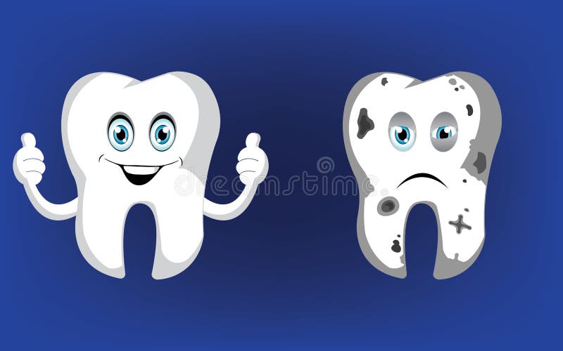 Healthy tooth, bad tooth stock vector. Illustration of background ...