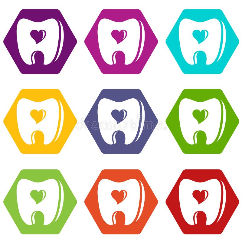 Healthy Tooth Icons Set 9 Vector Stock Vector - Illustration of clinic ...
