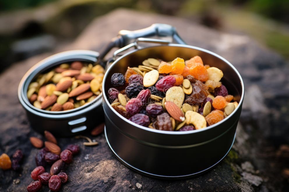 Healthy Trail Mix Snack in a Reusable Container Stock Photo - Image of ...