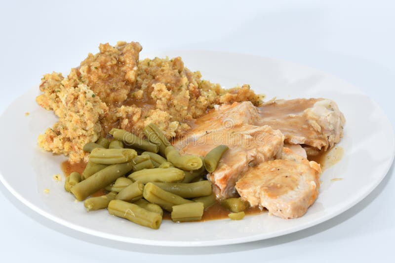 A Healthy Turkey Breast Dinner on a White Plate Stock Image - Image of ...